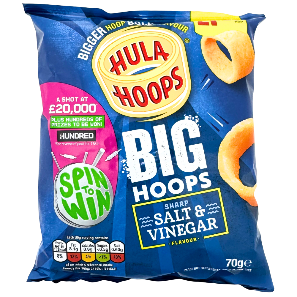 Hula Hoops Big Hoops Salt & Vinegar (UK) - 70g | Candy Funhouse – Candy Funhouse CA