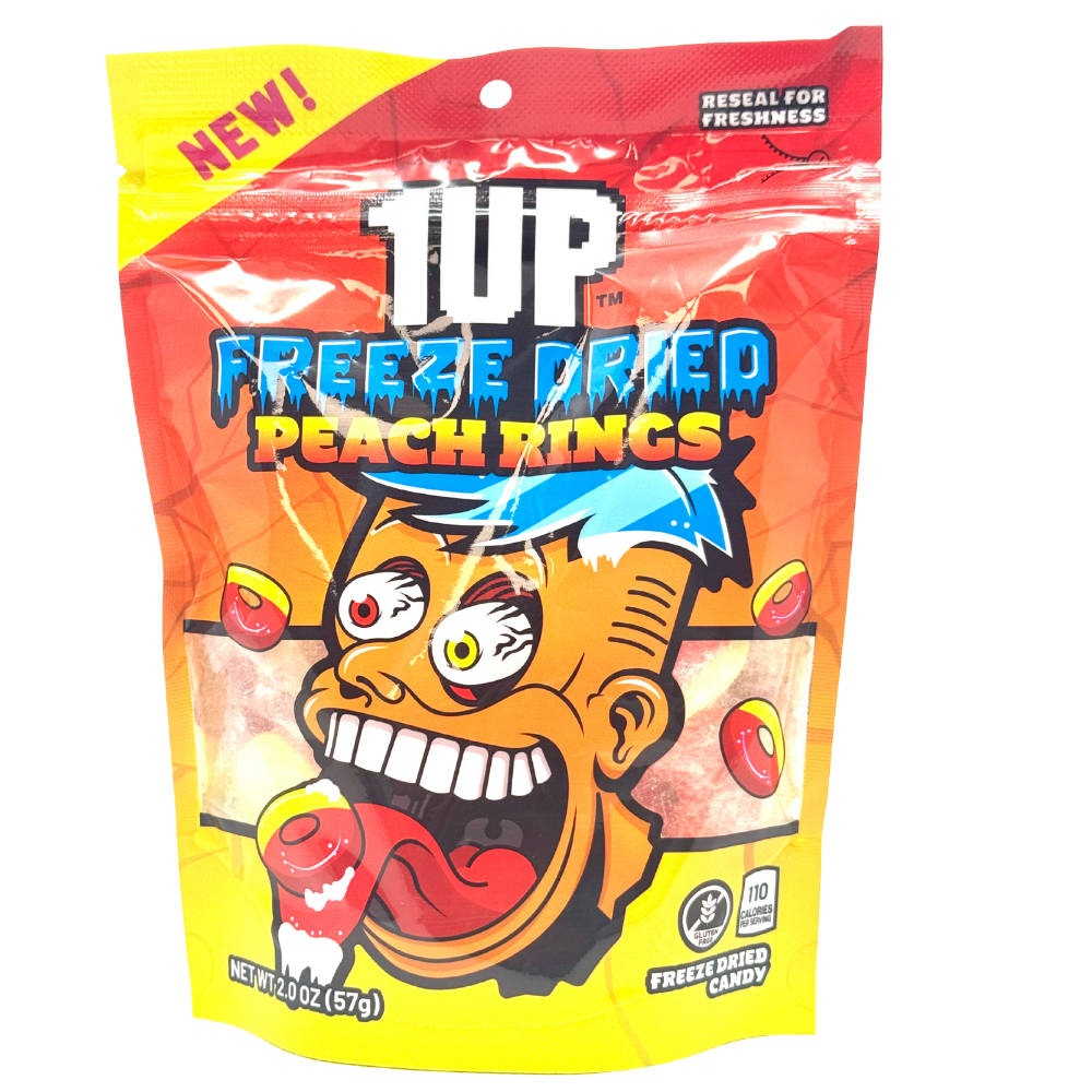 1UP Freeze Dried Peach Rings - 2oz | Candy Funhouse – Candy Funhouse CA
