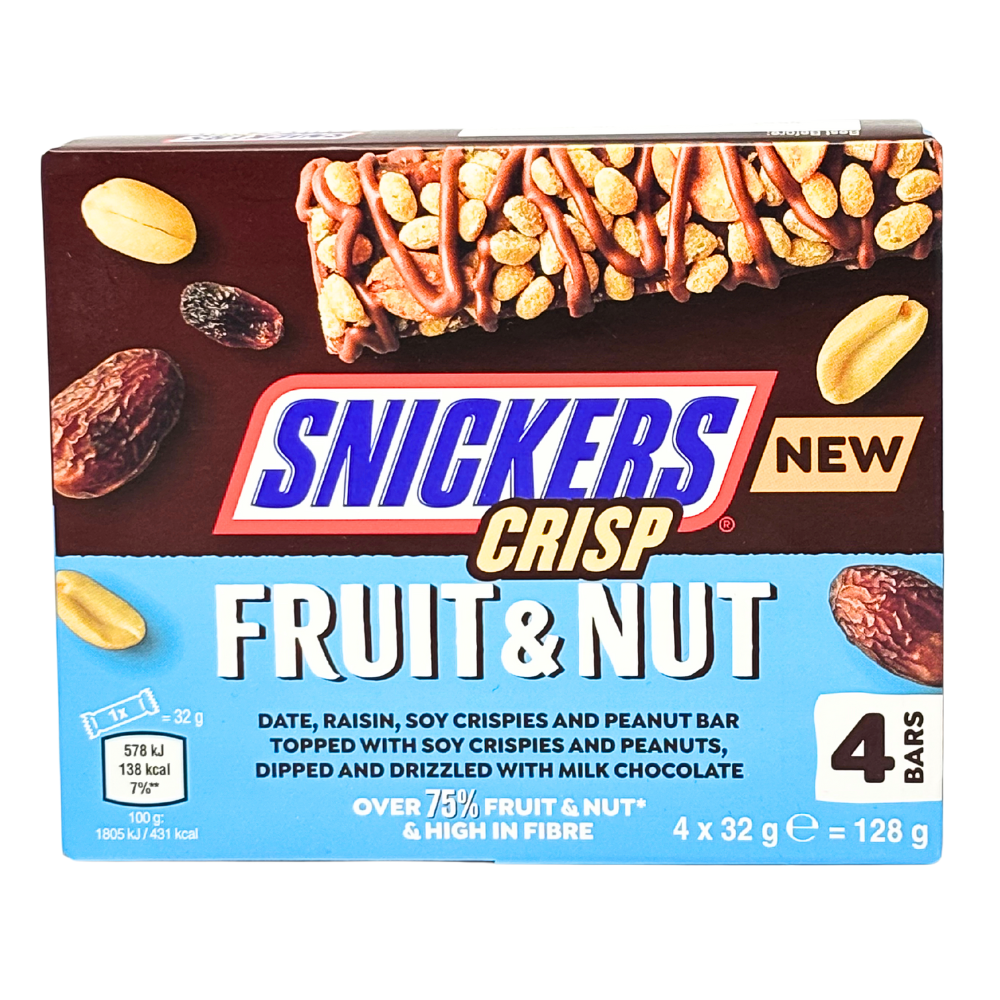 Snickers Crisp Fruit & Nut 4 Bars (UK) - 128g | Candy Funhouse – Candy ...