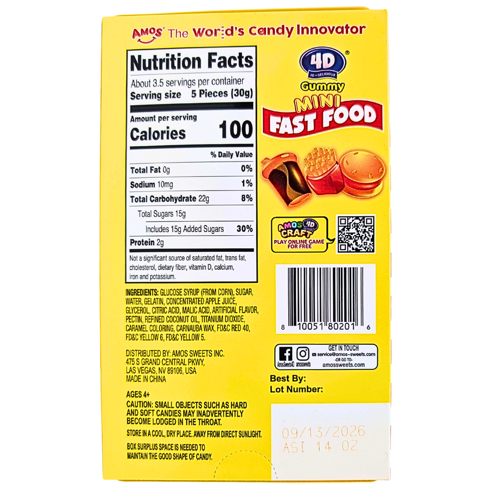 Amos 4D Mini Fast Food Gummy - 100g | Candy Funhouse – Candy Funhouse CA