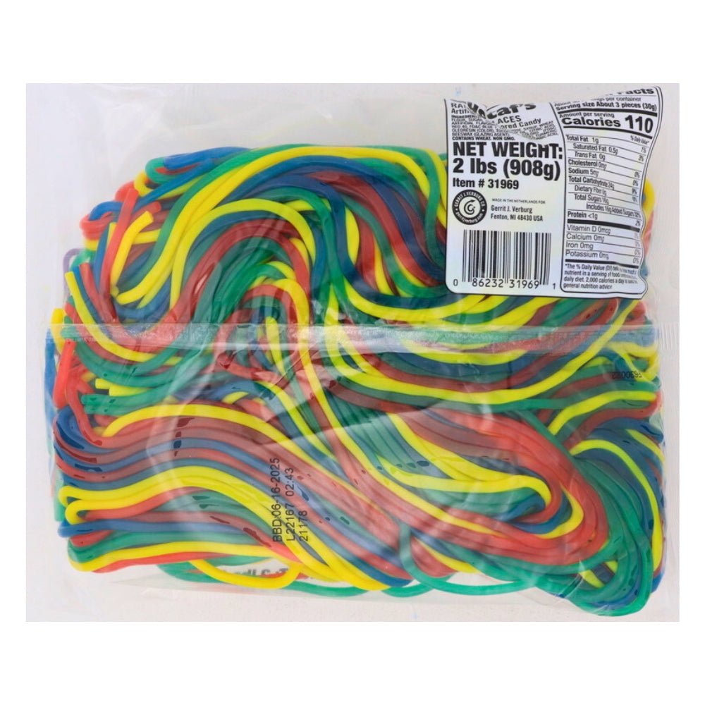 Gustaf's Rainbow Laces Licorice Candy-2 Pound Bag
