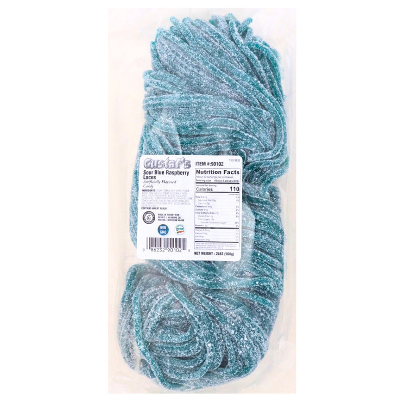 Gustaf's Sour Blue Raspberry Licorice Laces | Bulk Candy