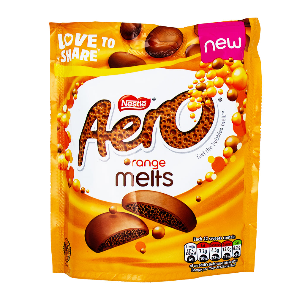 Aero Melts Orange Pouch (UK) - 86g | Candy Funhouse – Candy Funhouse CA