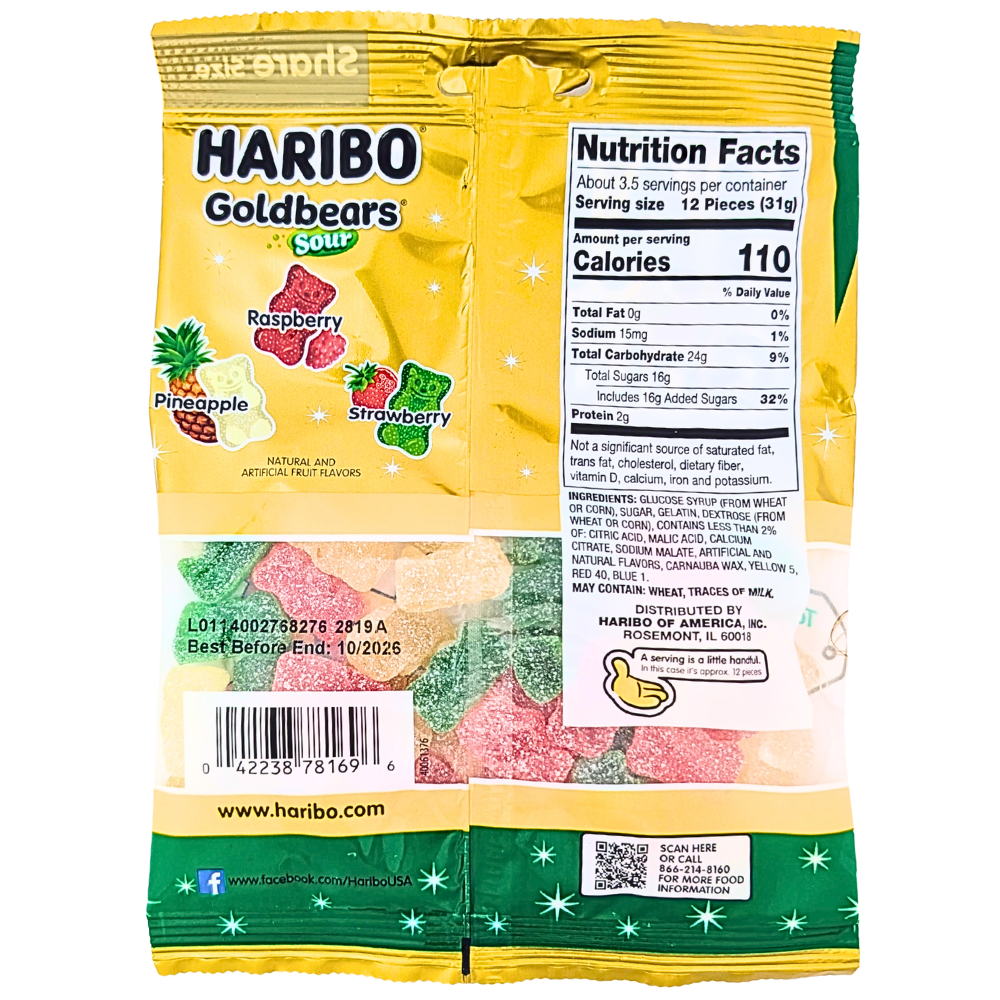Haribo Sour Goldbears Holiday Edition - 4oz | Candy Funhouse – Candy ...