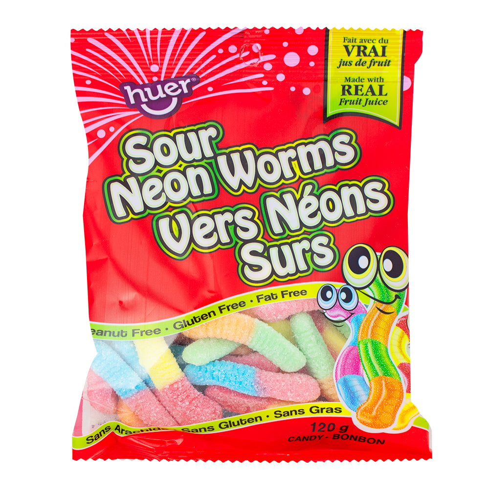 Huer Sour Neon Worms - 120g | Candy Funhouse – Candy Funhouse CA