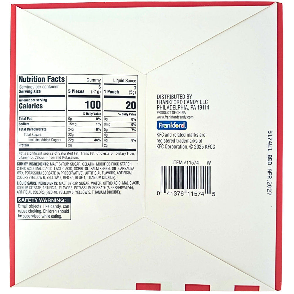 KFC Gummy Fried Chicken Candy Combo Meal - 7.1oz | Candy Funhouse ...