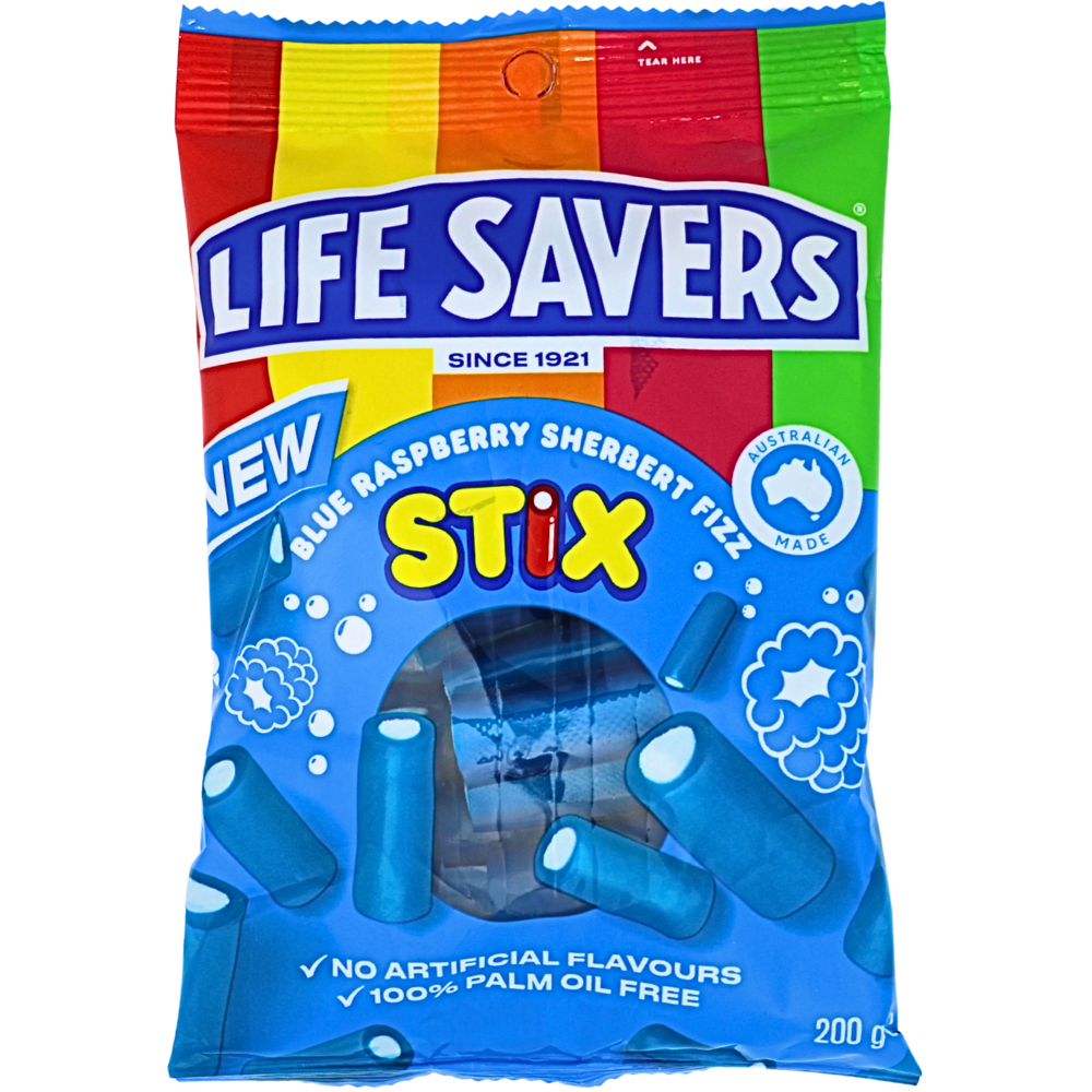 Lifesavers Blue Raspberry Sherbert Fizz Stix - 200g | Candy Funhouse ...