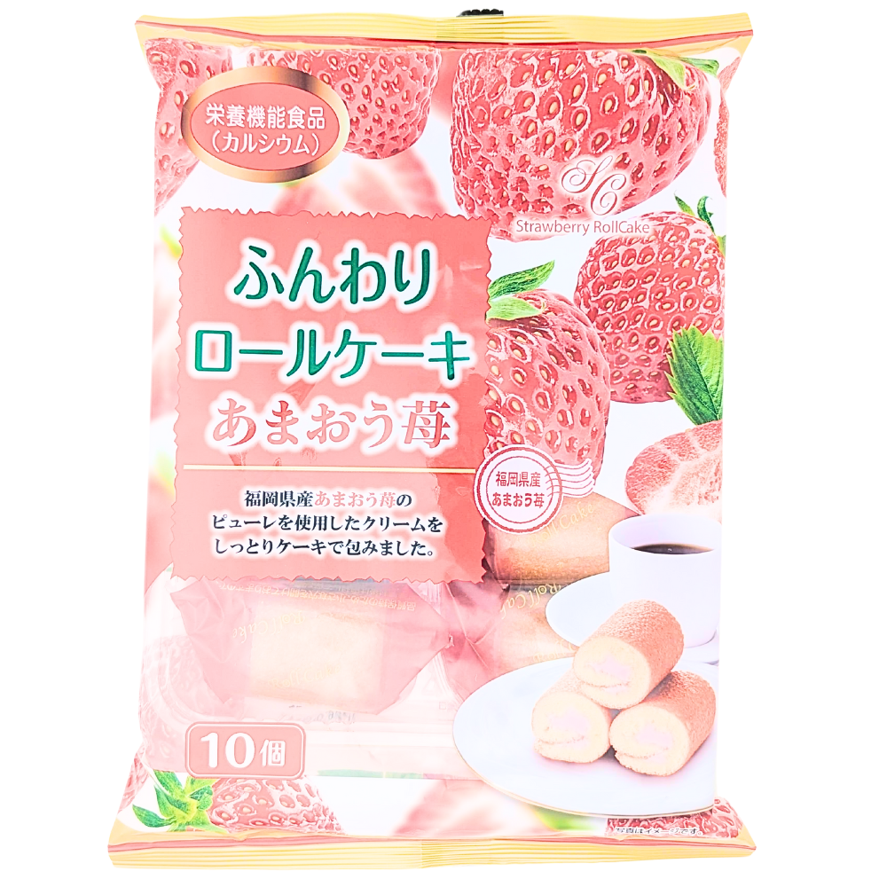 Mini Roll Cake Amaou Strawberry 10 Pieces (Japan) | Candy Funhouse ...
