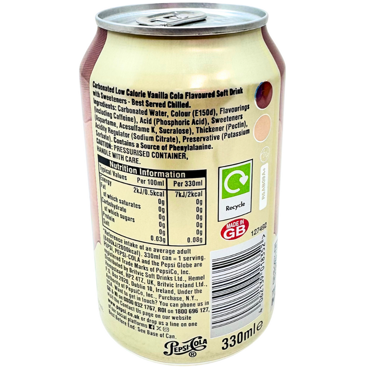 Pepsi Cream Soda Zero Sugar (UK) - 330mL | Candy Funhouse – Candy ...