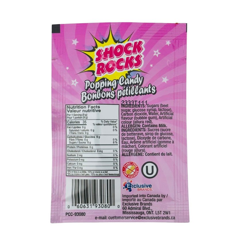 Shock Rocks Bubblegum Popping Candy - 9g | Candy Funhouse
