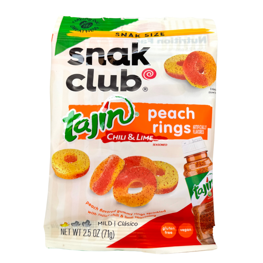 Snak Club Tajin Peach Rings - 2.5oz | Candy Funhouse – Candy Funhouse CA