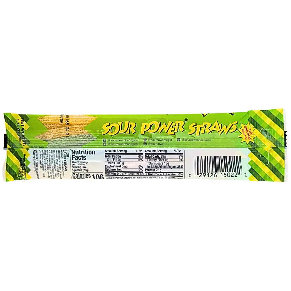 Sour Power Straws Pickle - 1.75oz | Candy Funhouse – Candy Funhouse CA