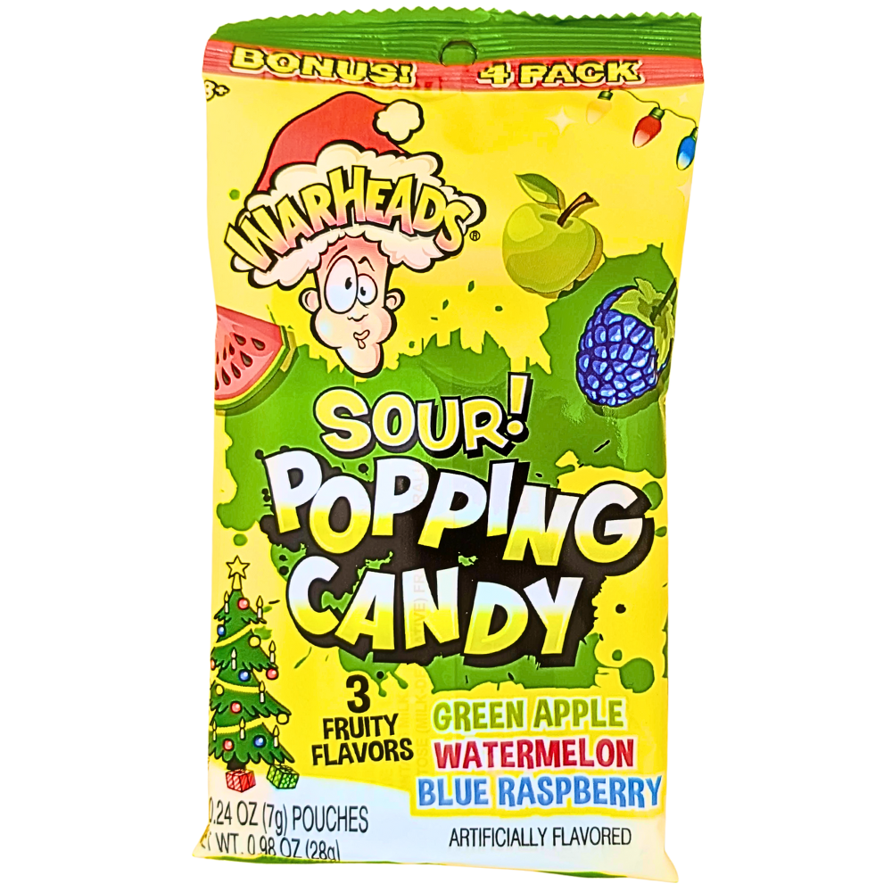 Warheads Christmas Sour Popping Candy - 28g | Candy Funhouse – Candy ...
