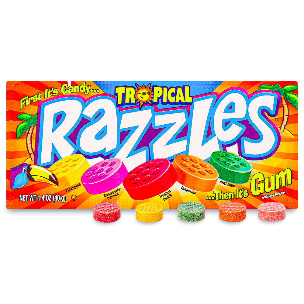 Razzles Tropical Candy | First it's Candy-Then it's Gum – Candy Funhouse CA