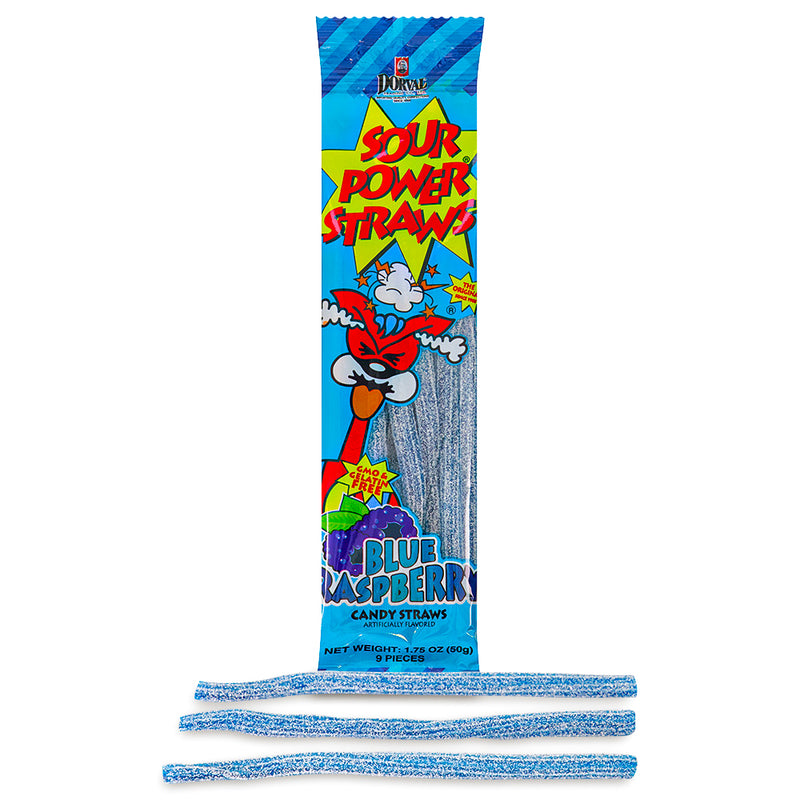 Sour Power Straws Blue Raspberry 1.75oz | Candy Funhouse