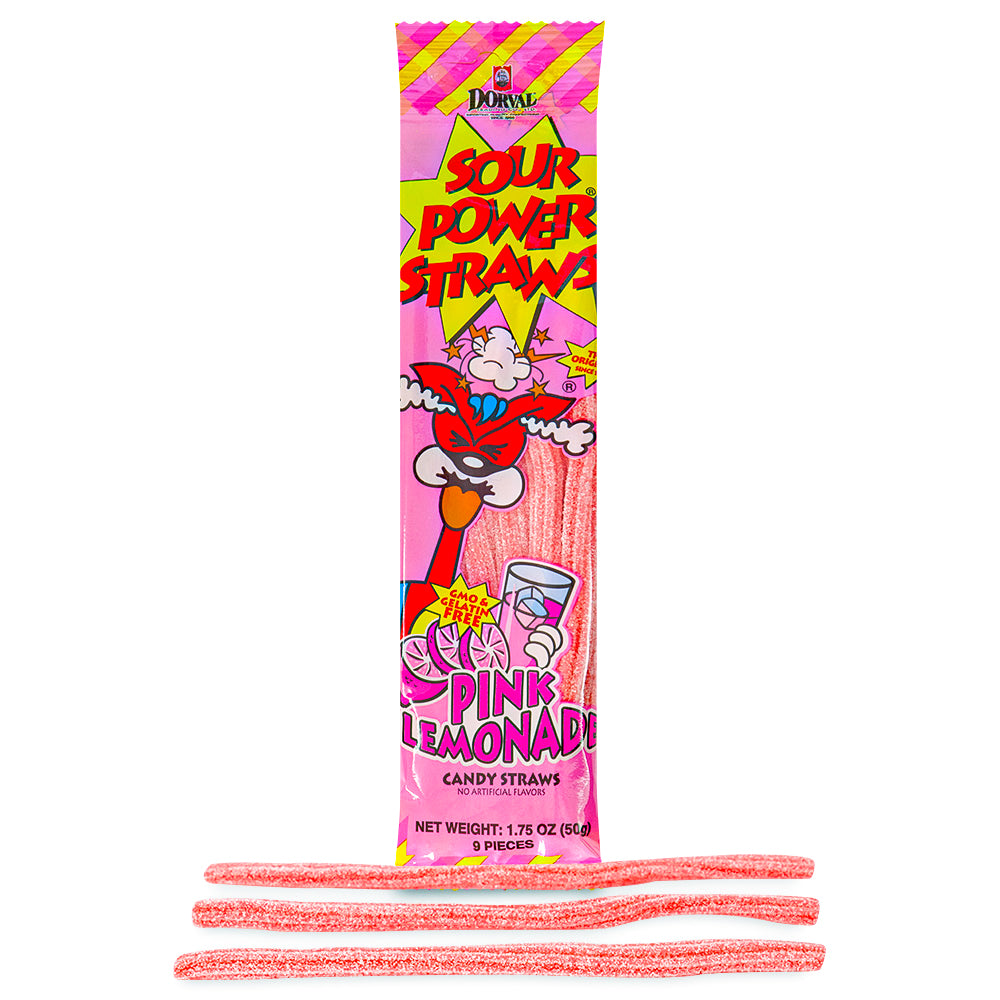 Sour Power Straws Pink Lemonade - 1.75oz | Candy Funhouse – Candy ...