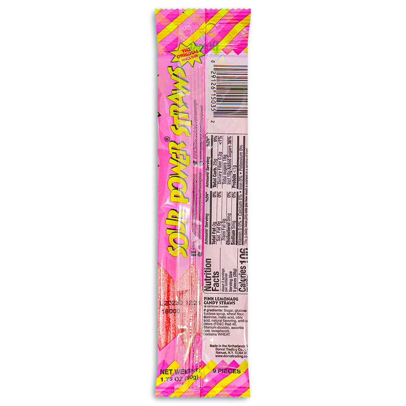Sour Power Straws Pink Lemonade - 1.75oz | Candy Funhouse