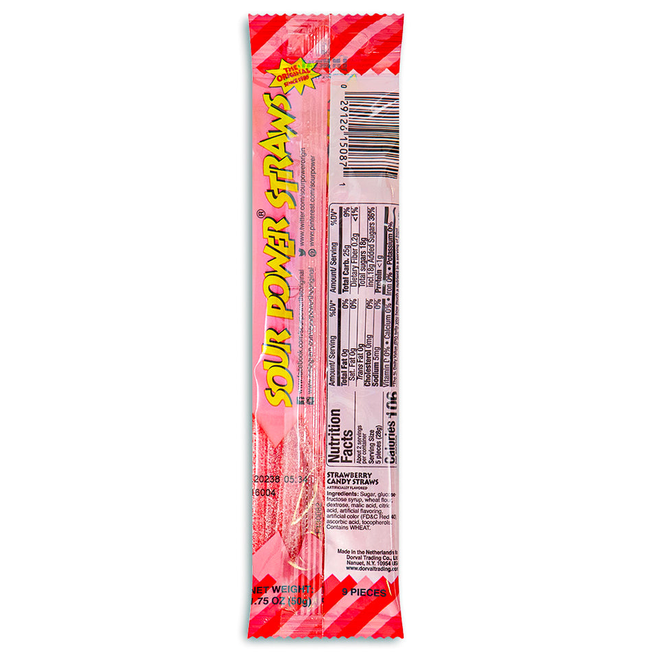 Sour Power Straws Strawberry - 1.75oz | Candy Funhouse – Candy Funhouse CA
