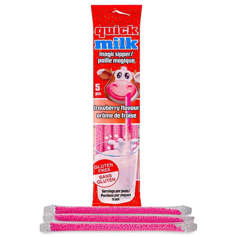 Quick Milk Magic Sipper Strawberry Straws - 36g | Candy Funhouse