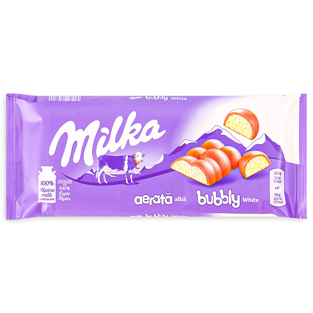 Milka Bubbly White Chocolate Bar | Made with Alpine Milk