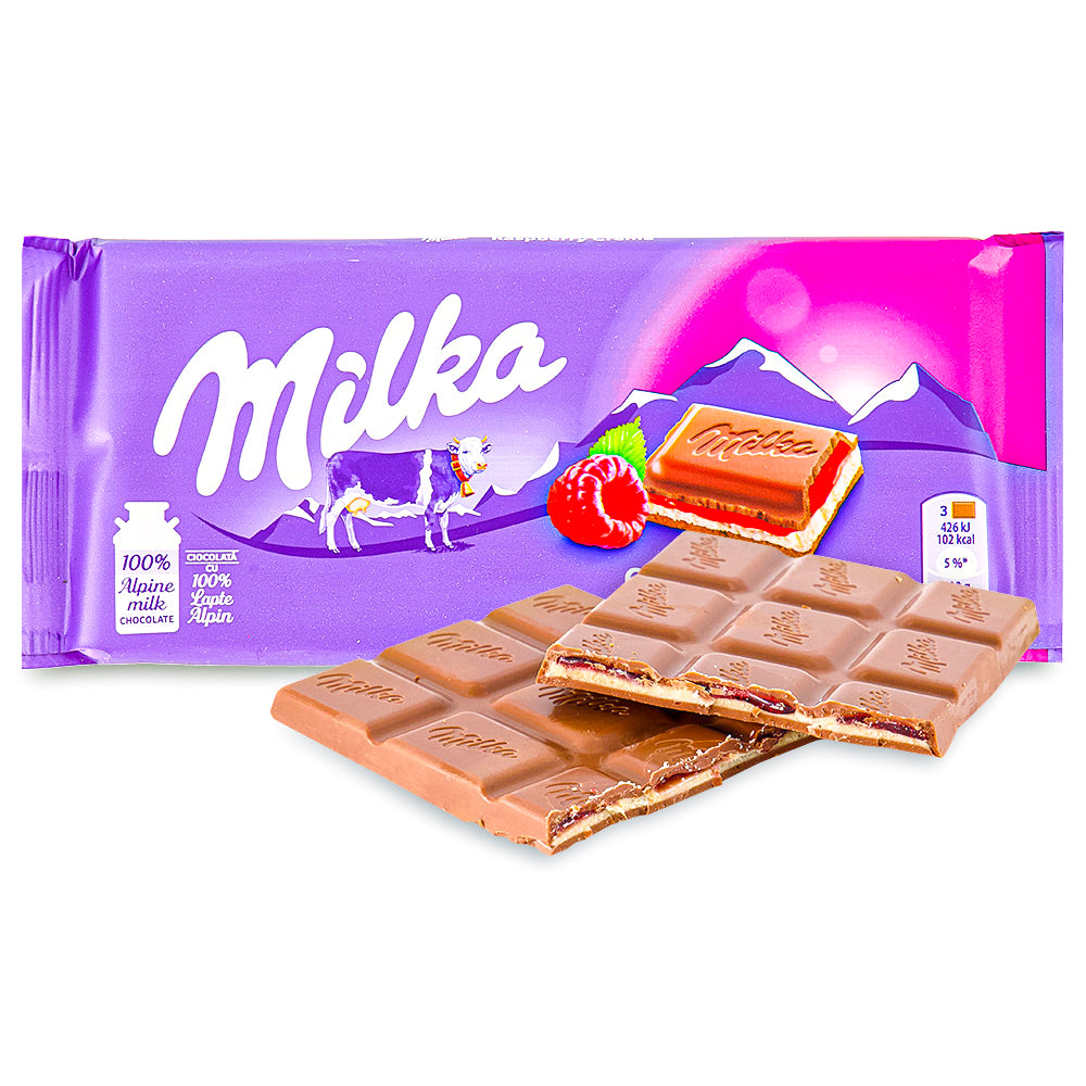 Milka Raspberry Creme Chocolate Bar-Alpine Milk – Candy Funhouse CA