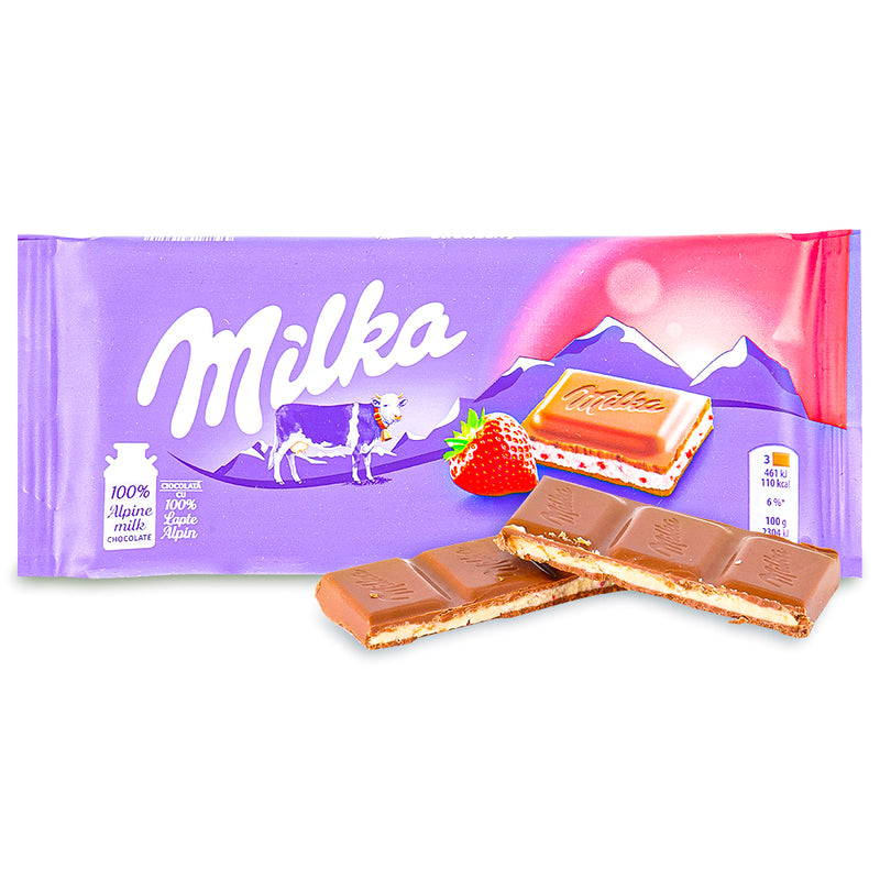 Milka Strawberry Chocolate Bars Made With Alpine Milk