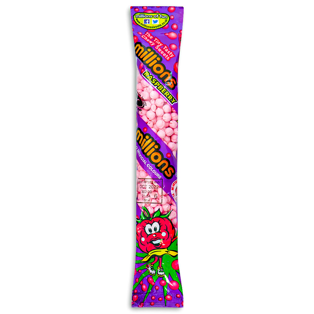 Millions Raspberry Tubes (UK) - 60g | Candy Funhouse – Candy Funhouse CA