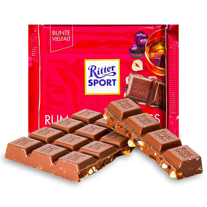 Ritter Sport Milk Chocolate Rum Raisin & Hazelnut - 100g