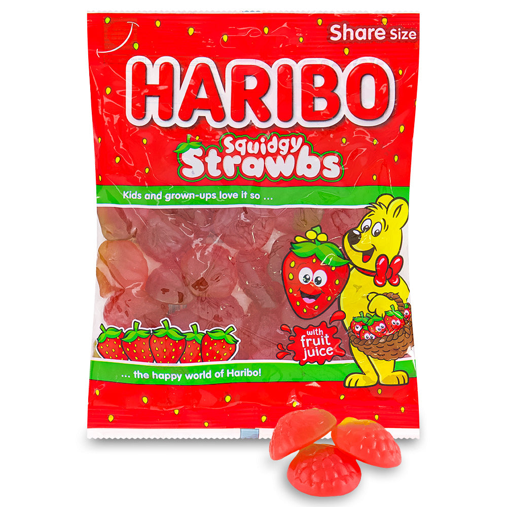 Haribo Strawbs Gummy Candy-UK | British Candy – Candy Funhouse CA