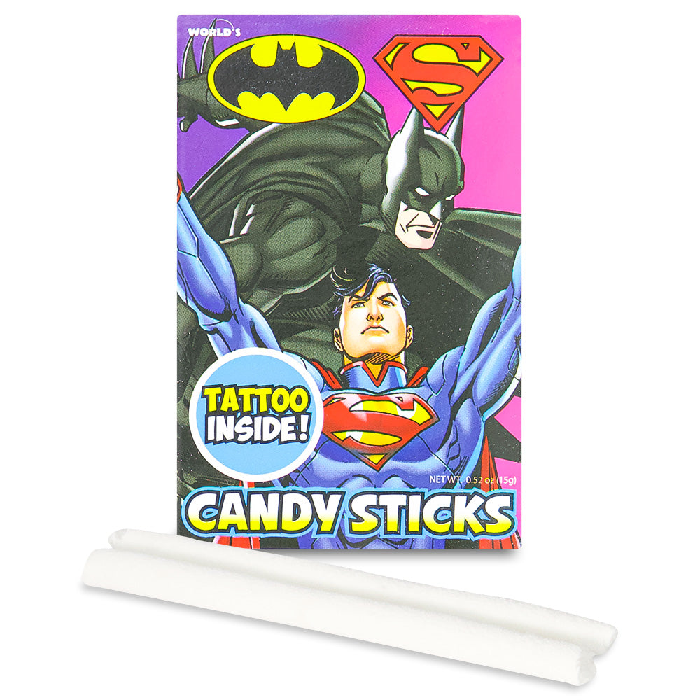 World's Batman and Superman Candy Sticks with Tattoo Inside – Candy ...