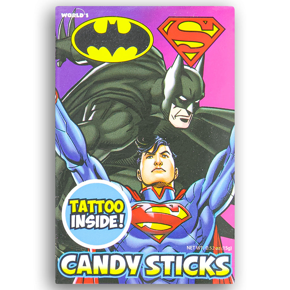 World's Batman and Superman Candy Sticks with Tattoo Inside – Candy ...