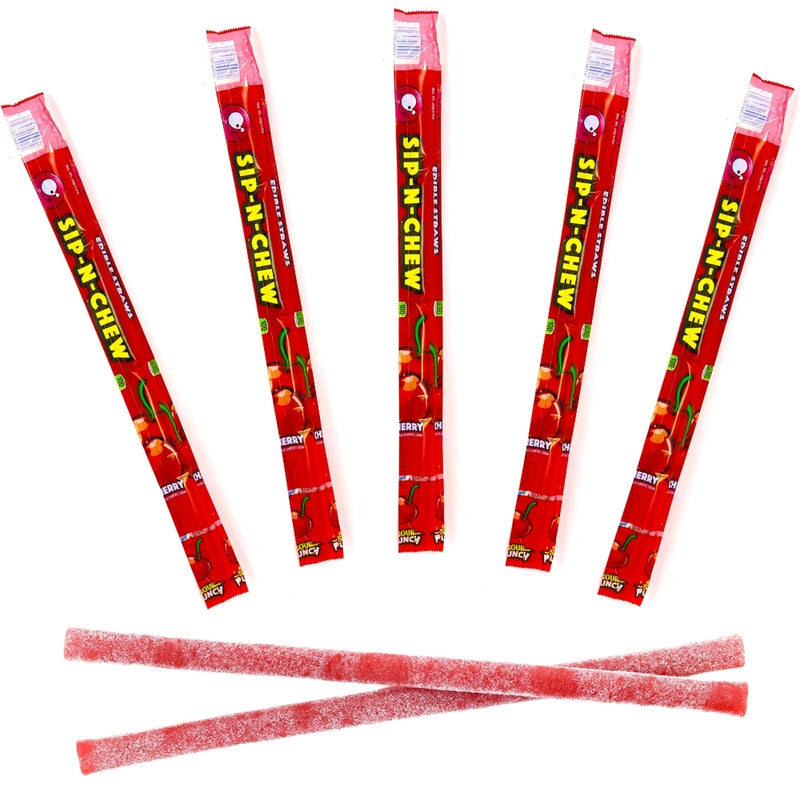 Sour Punch Sip-n-Chew Cherry Straws - 26g | Candy Funhouse