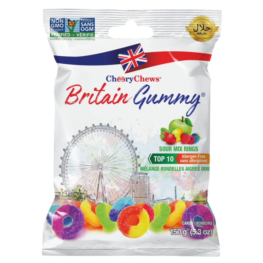 Britain Gummy Sour Mix Rings - 150g | Candy Funhouse – Candy Funhouse CA