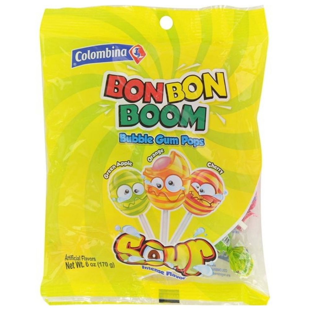 Colombina Bon Bon Boom Sour Bubble Gum Pops - 170g – Candy Funhouse CA