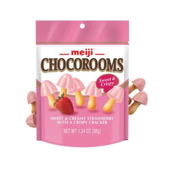 Meiji Chocorooms Strawberry-Sweet & Crispy Japanese Snack – Candy ...