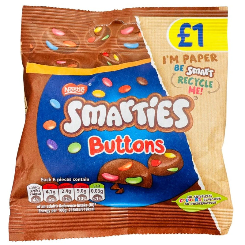 Nestle UK Smarties Buttons - 78g | Candy Funhouse